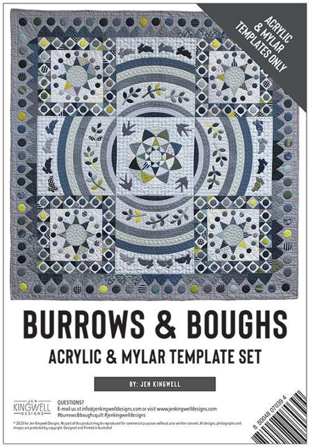 Burrows & Boughs Acrylic and Mylar Template Set by Jen Kingwell ...