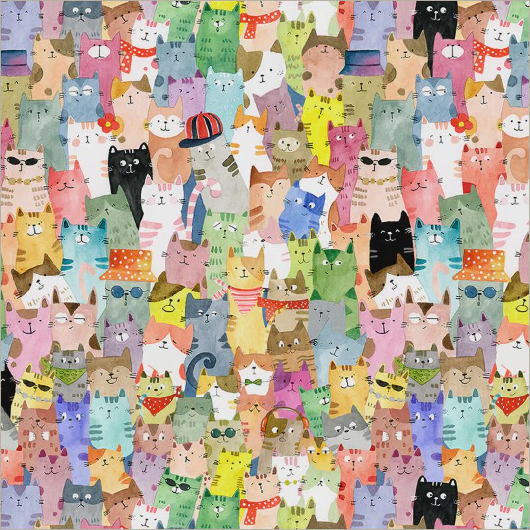 Cats Around Town Sue Miano 54997-1 Multi for Windham - Etsy