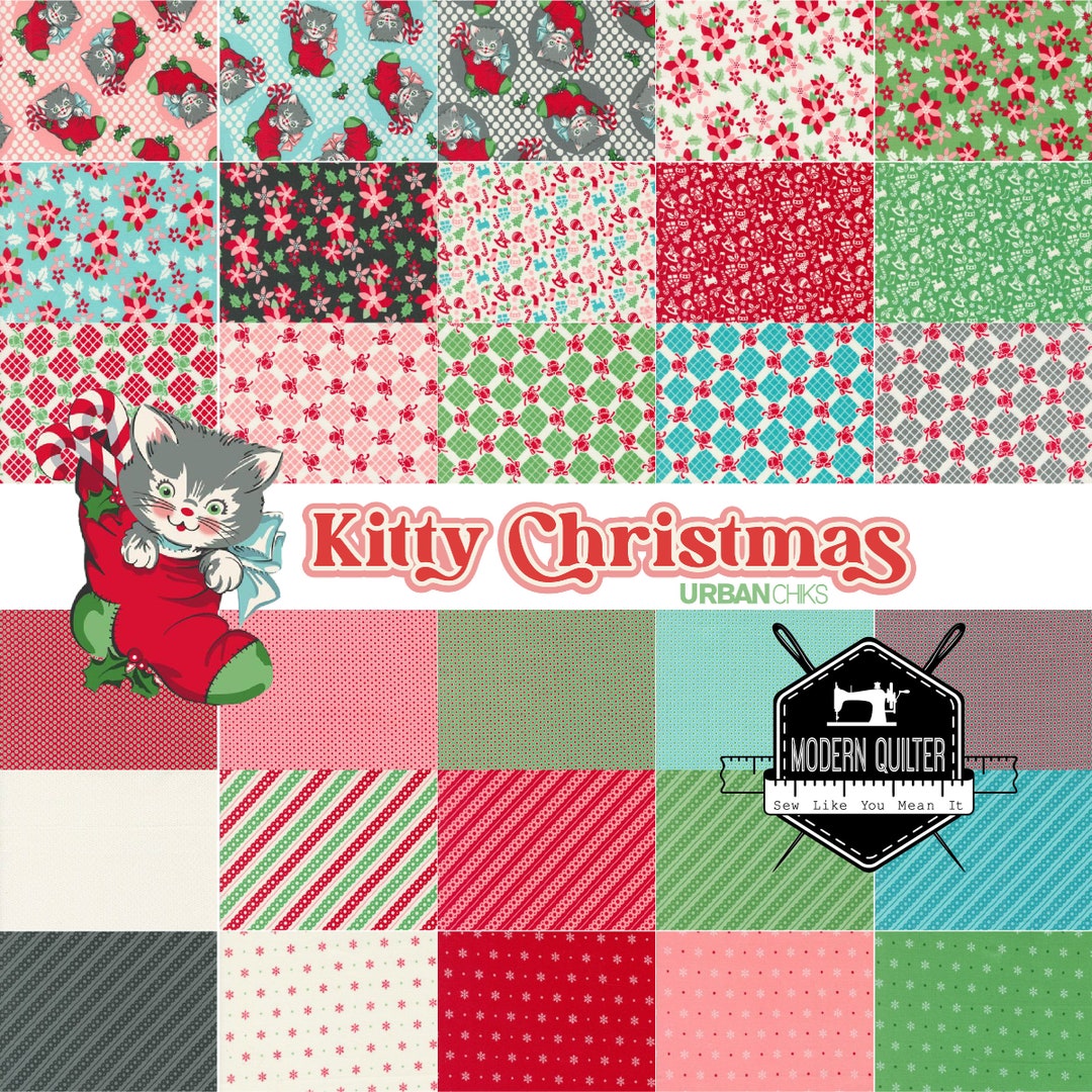 Kitty Christmas Half Yard Bundle by Urban Chiks for Moda 30 Prints ...