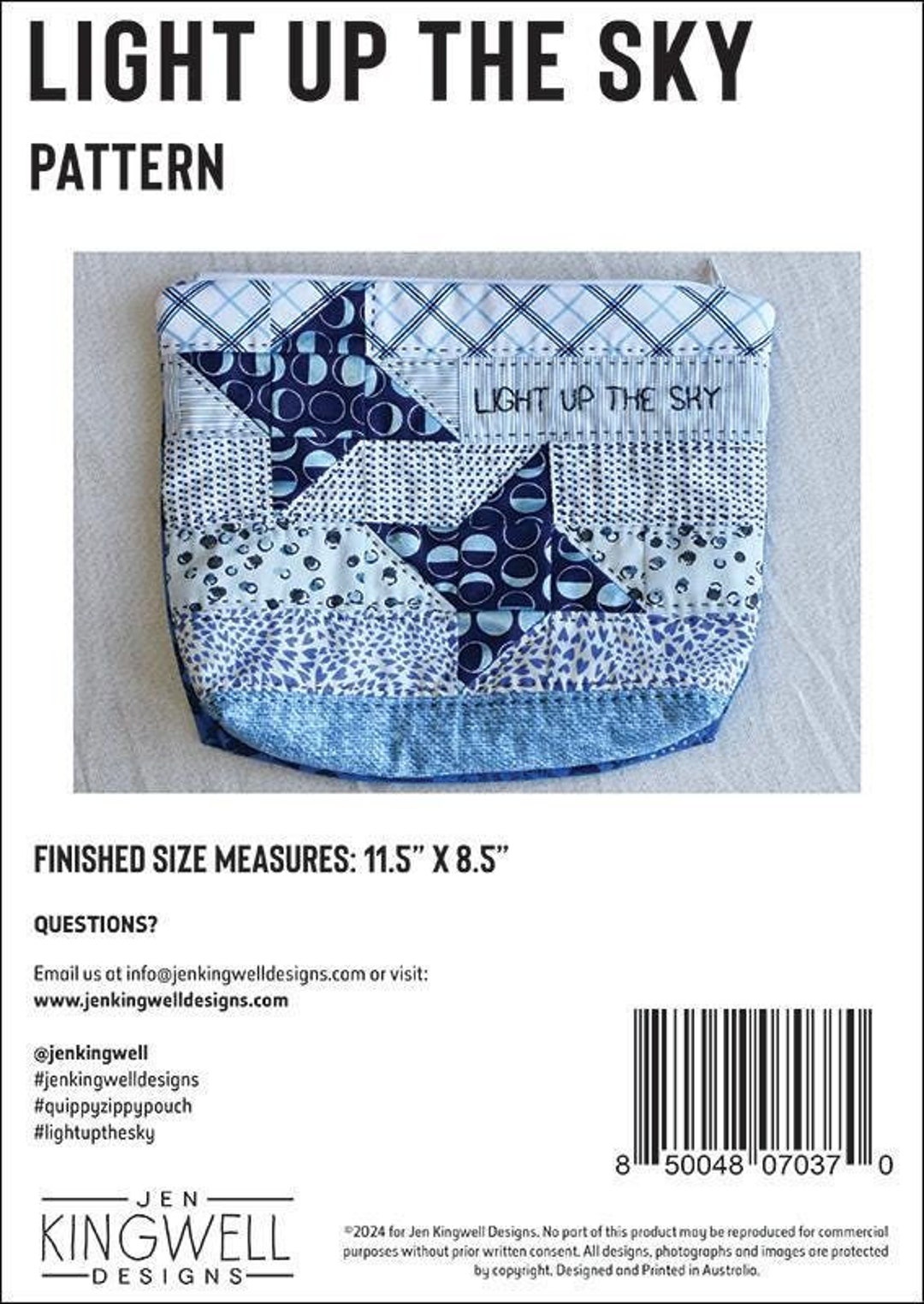 Light up the Sky Quippy Zippy Pouch Pattern by Jen Kingwell (paper ...