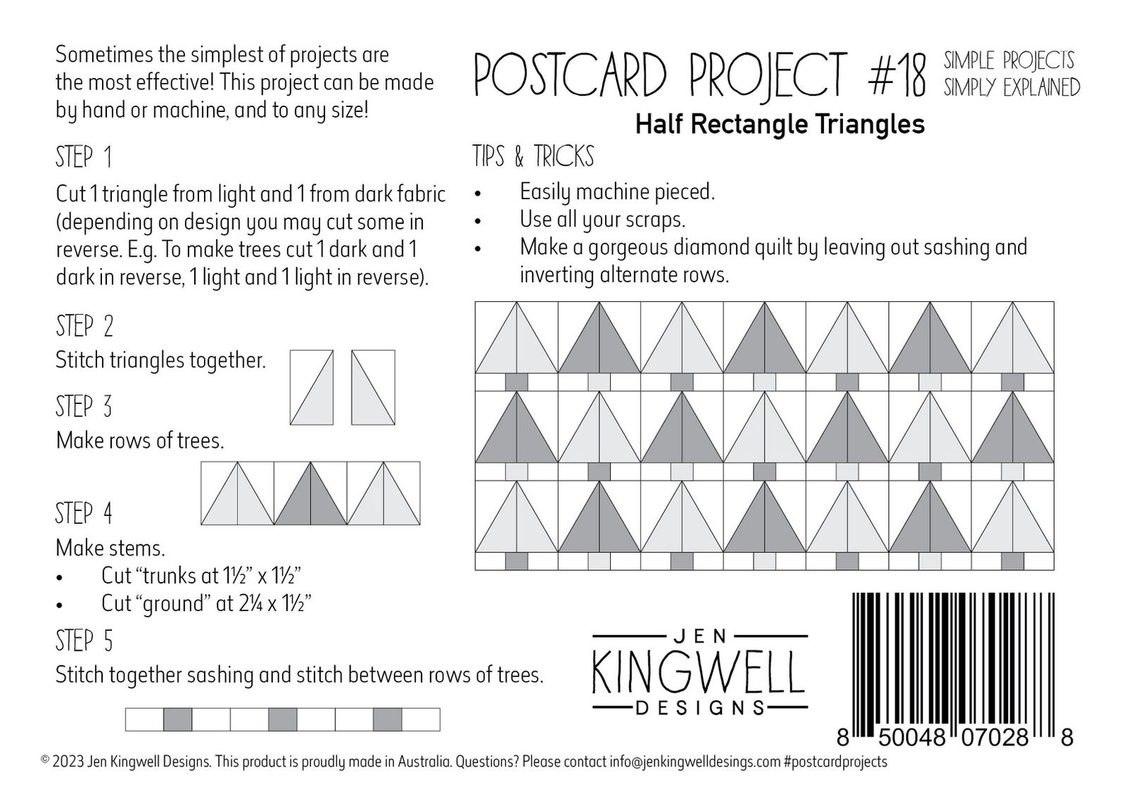 Postcard Project #18 Half Rectangle Triangles by Jen Kingwell - Etsy