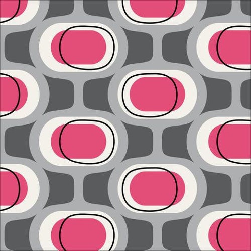 Cloud 9 Modern Retro Barkcloth Orbs in Pink 227114 54 - Etsy