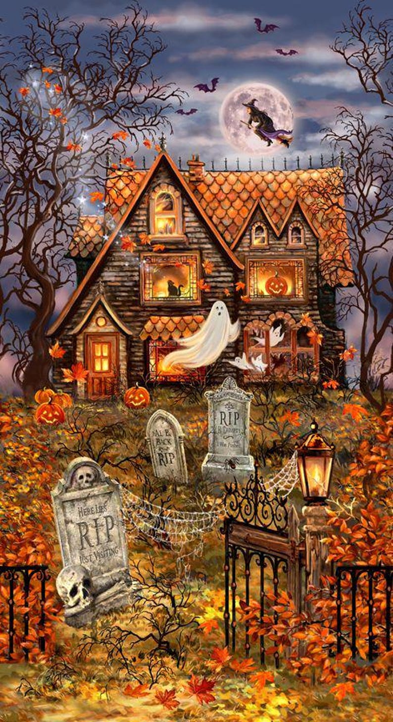 Haunted House 24" Panel by Timeless Treasures Fabrics CD3230 | Panel ...