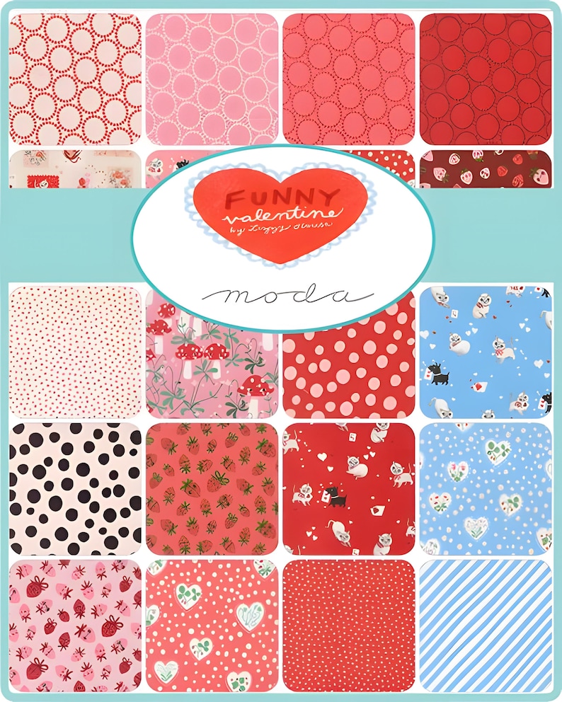 Funny Valentine Charm Pack by Lizzy House for Moda | 42 Assorted 5 ...