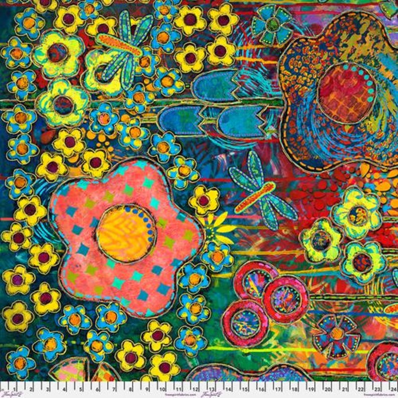 Dragonfly Dance by Sue Penn Half Yard Bundle-free Spirit Fabric-bright ...