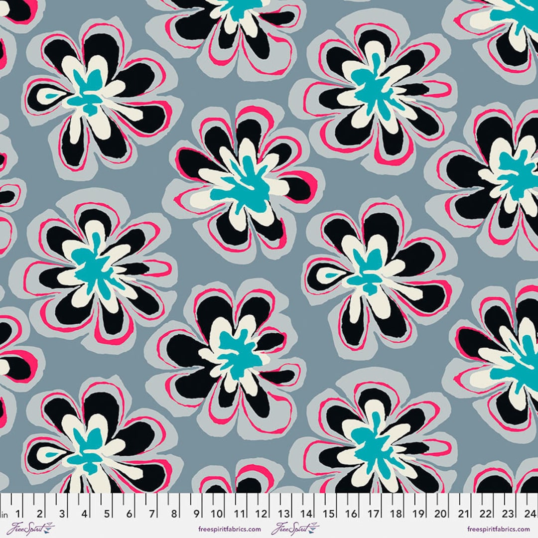Funky Flora by Brandon Mably for Free Spirt PWBM011 Grey Priced by the ...