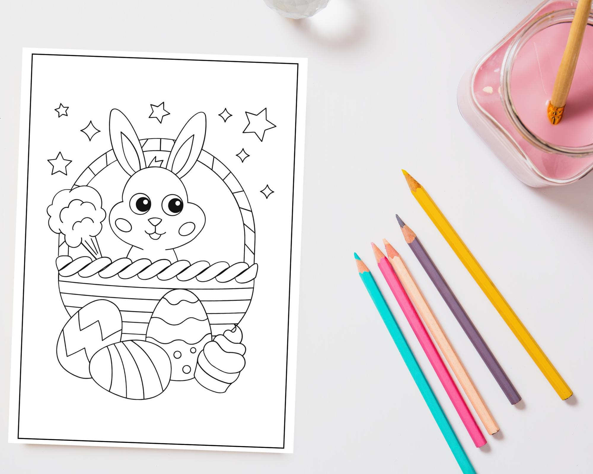Kids Easter Coloring Book, Bunny & Eggs Activity (digital Download) - Etsy