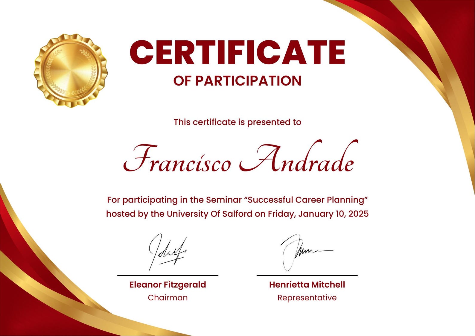 Editable Participation Award Certificate, Elegant Design (digital ...