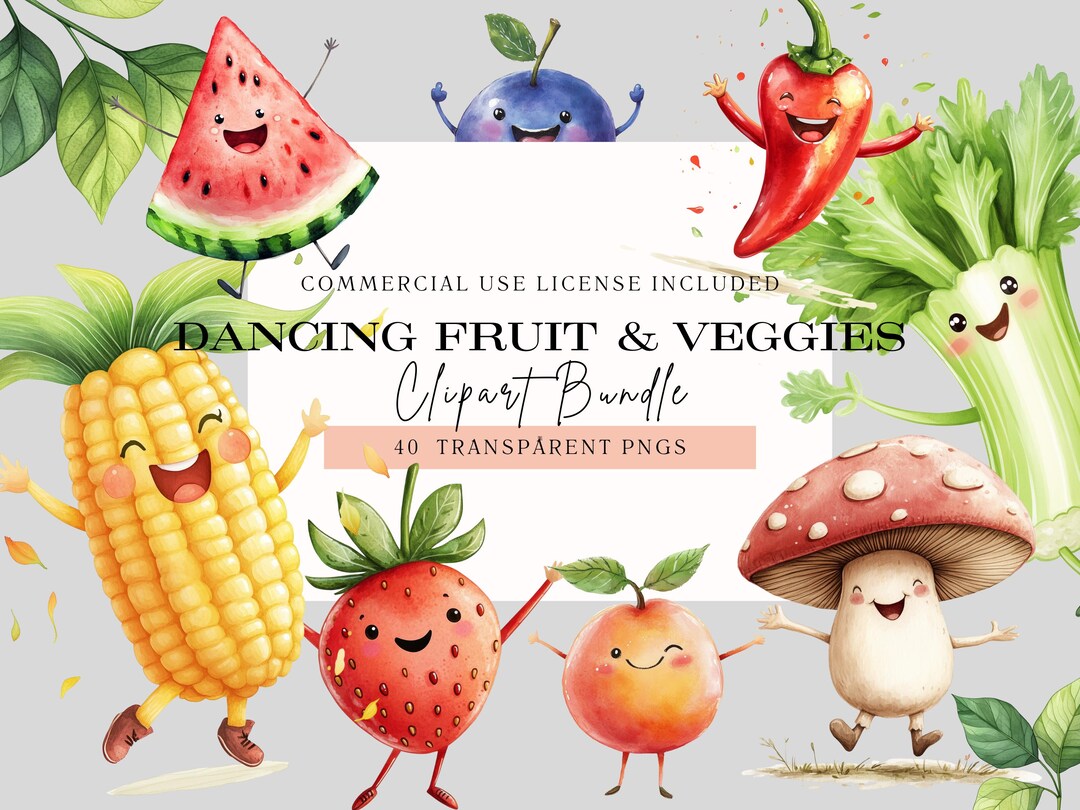 Watercolor Fruit Clip Art, Cute Veggie Clipart, Transparent Pngs, DIY ...
