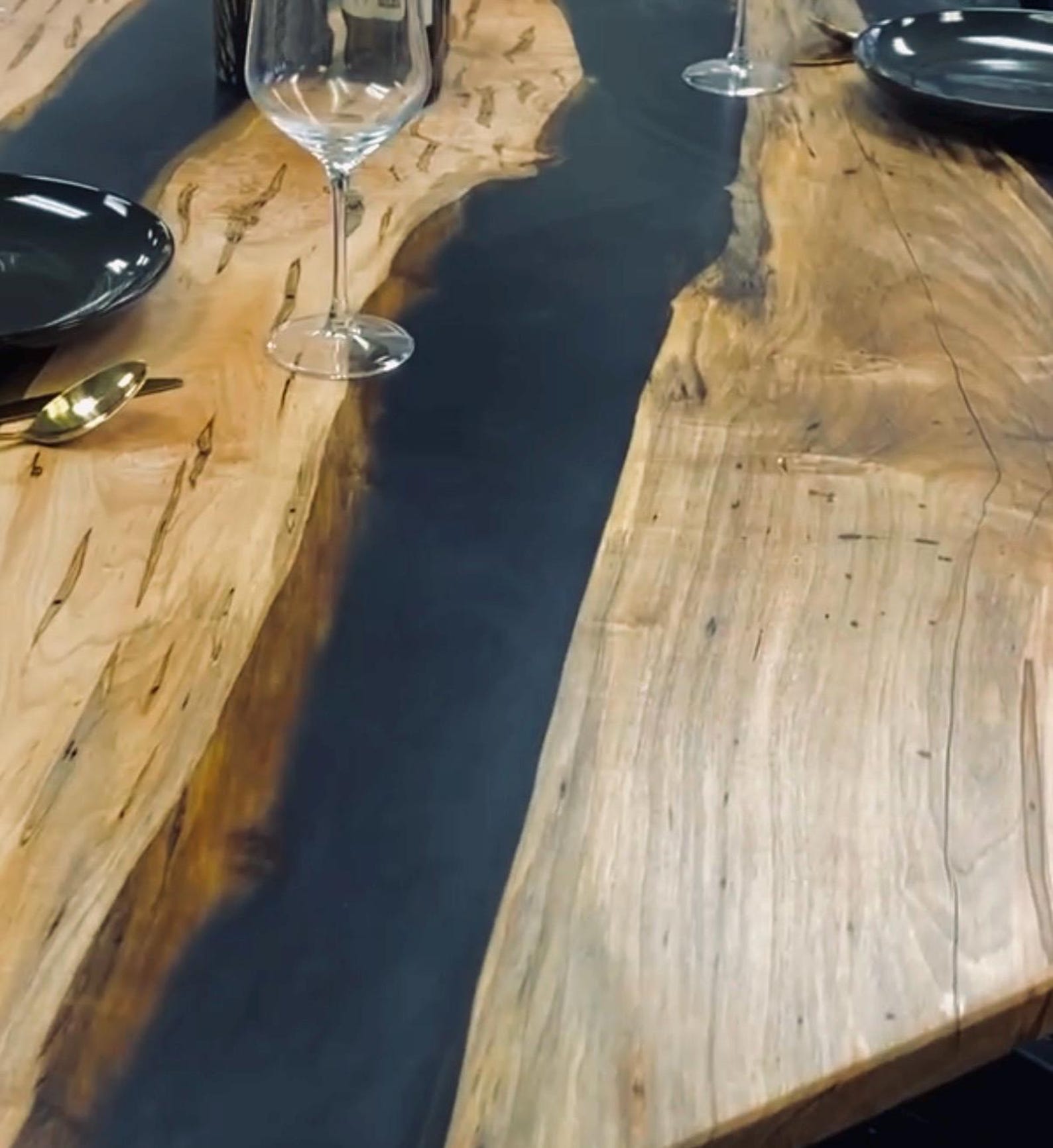 Live Edge Maple & Epoxy River Dining Table Handcrafted by Atlanta ...