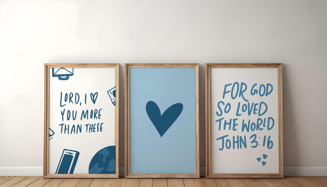 Christian Wall Art Set, God's Love Poster Set, Christian Decor, for God ...