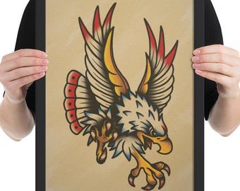 diving eagle traditional tattoo