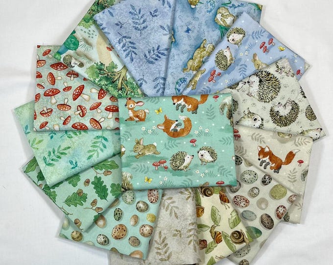 Little Acorns Fat Quarter Bundle ~ Woodland Animals, Fox, Deer, Bunny ...