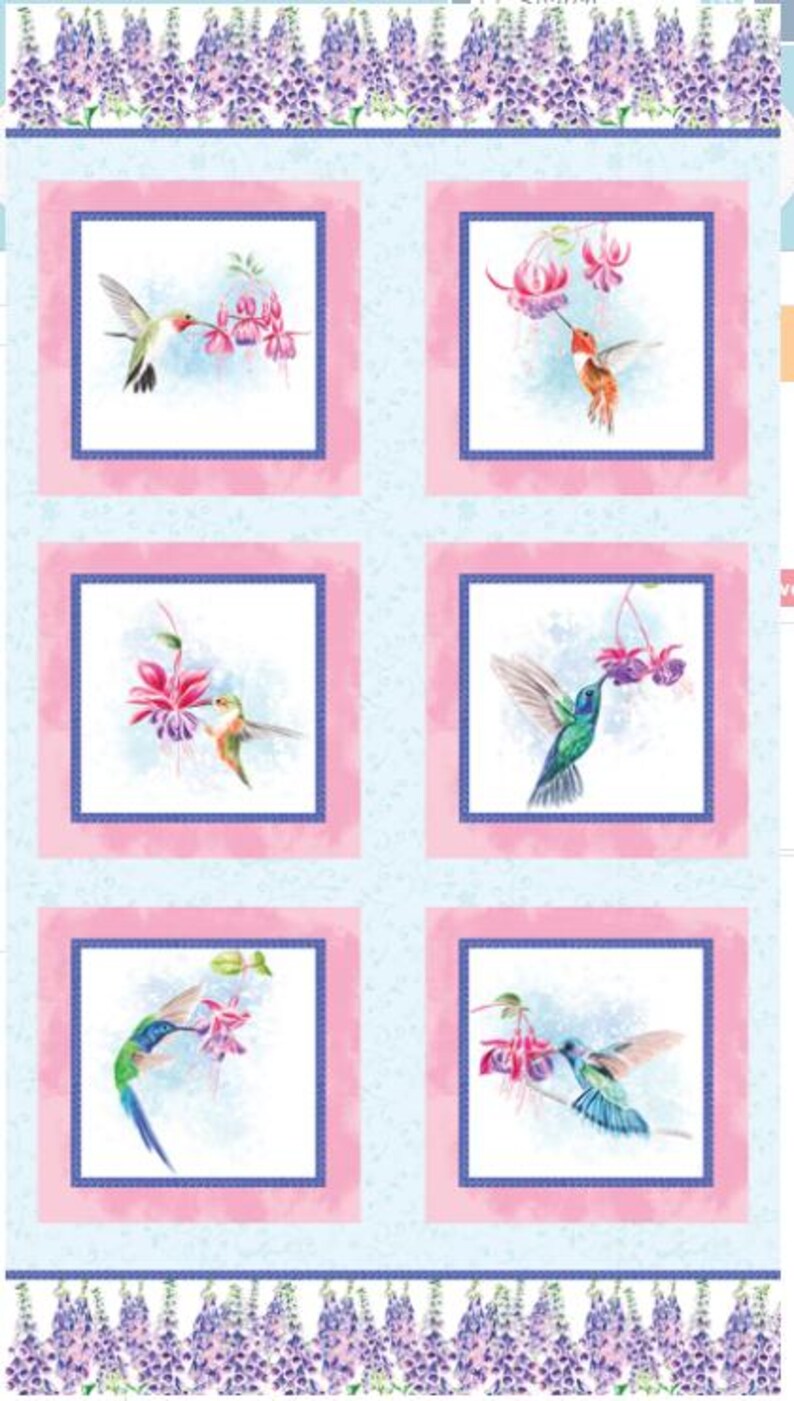 Hummingbird Garden Fabric Quilt Panel ~ Benartex - Etsy