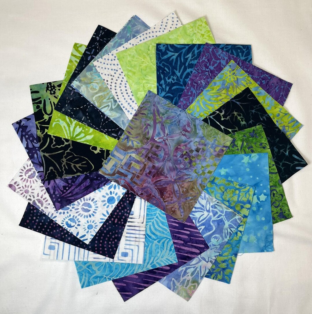 42 5" Squares ~ Royalty Tonga Batiks ~ Charm Pack, Purple, Blue ...
