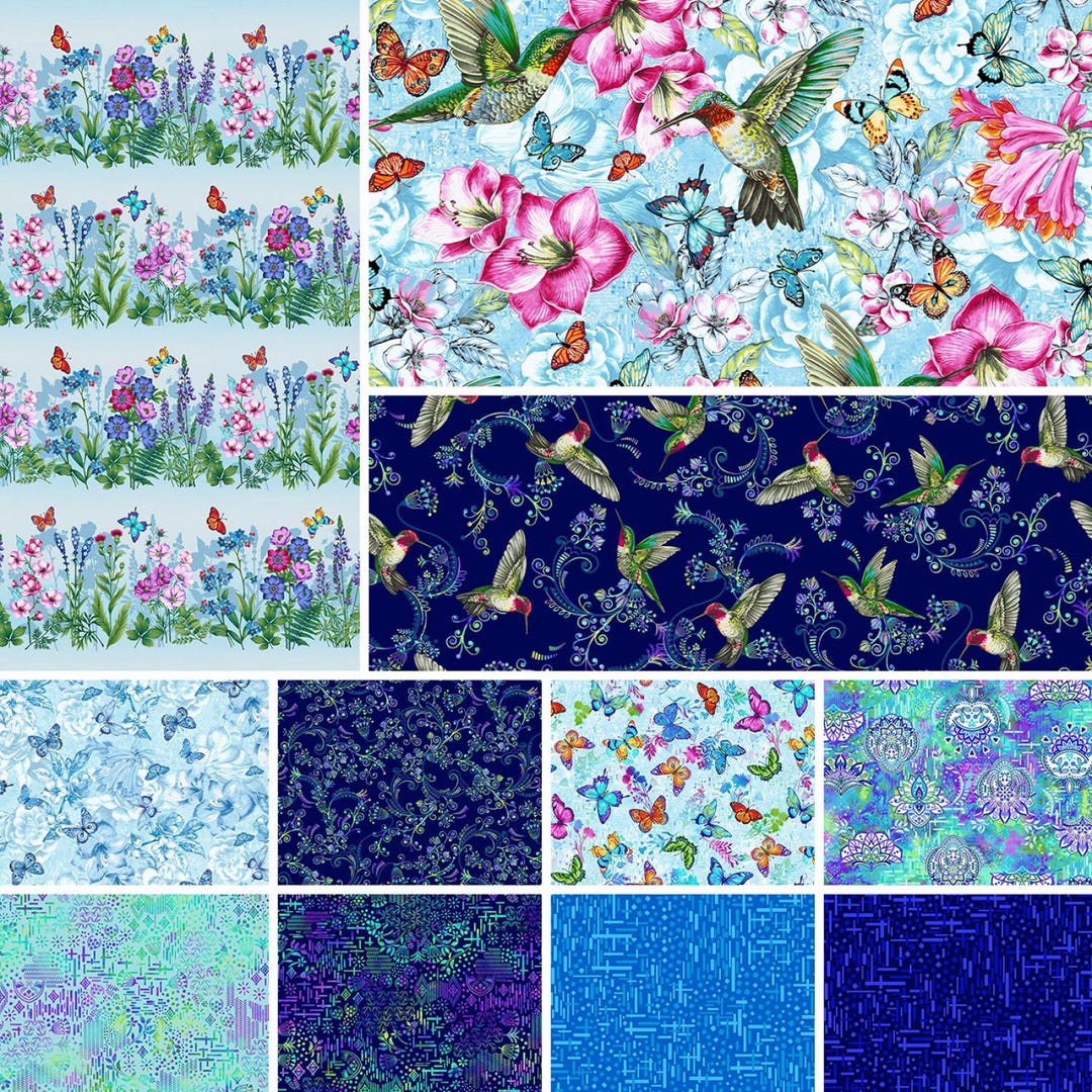 Hummingbird Messenger ~ 11 Fat Quarter or Half-yard Bundle ~ Floral ...