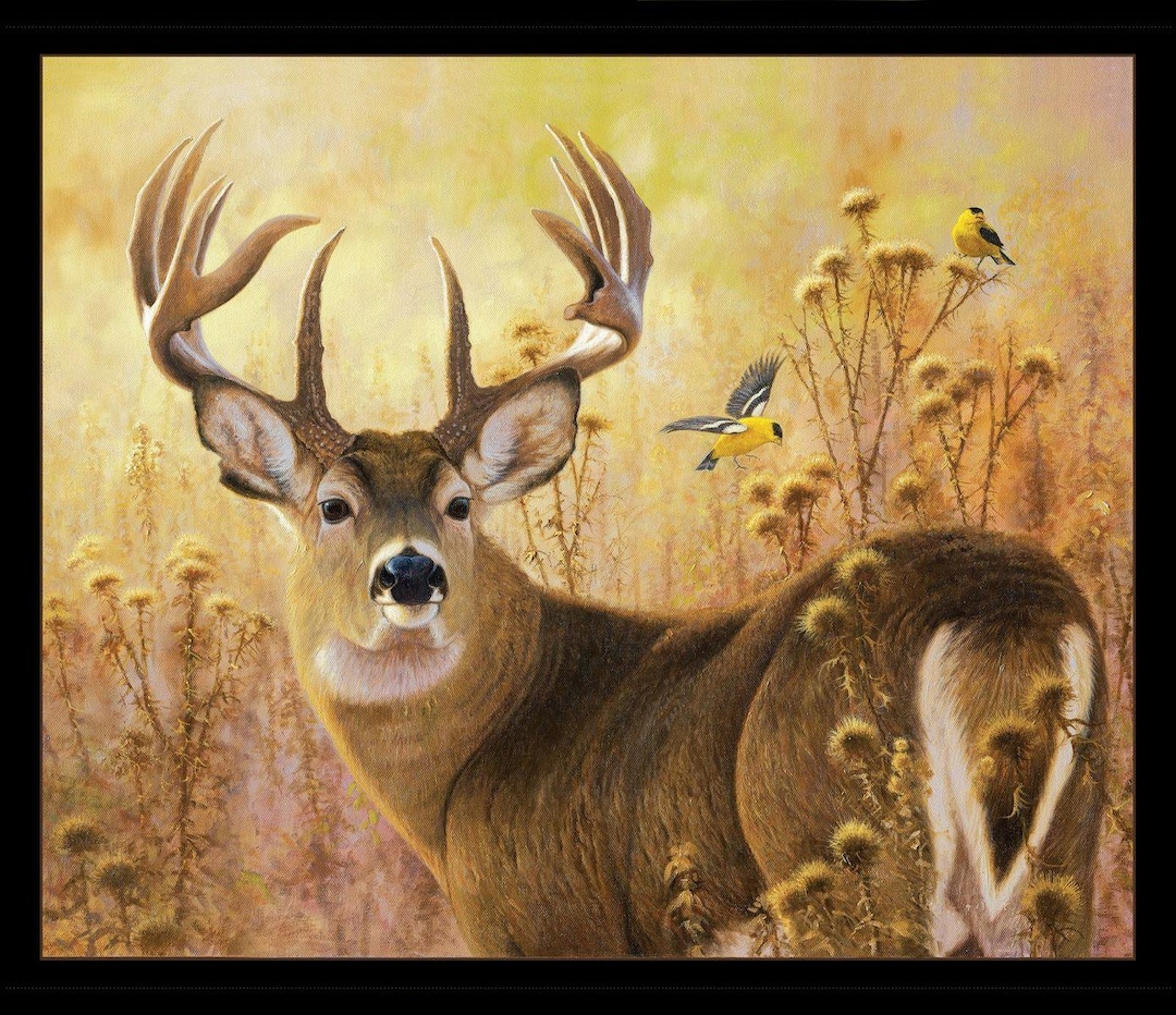 A Buck Stops Here ~ Fabric Panel ~ Elizabeth's Studios ~ Deer, Wildlife ...