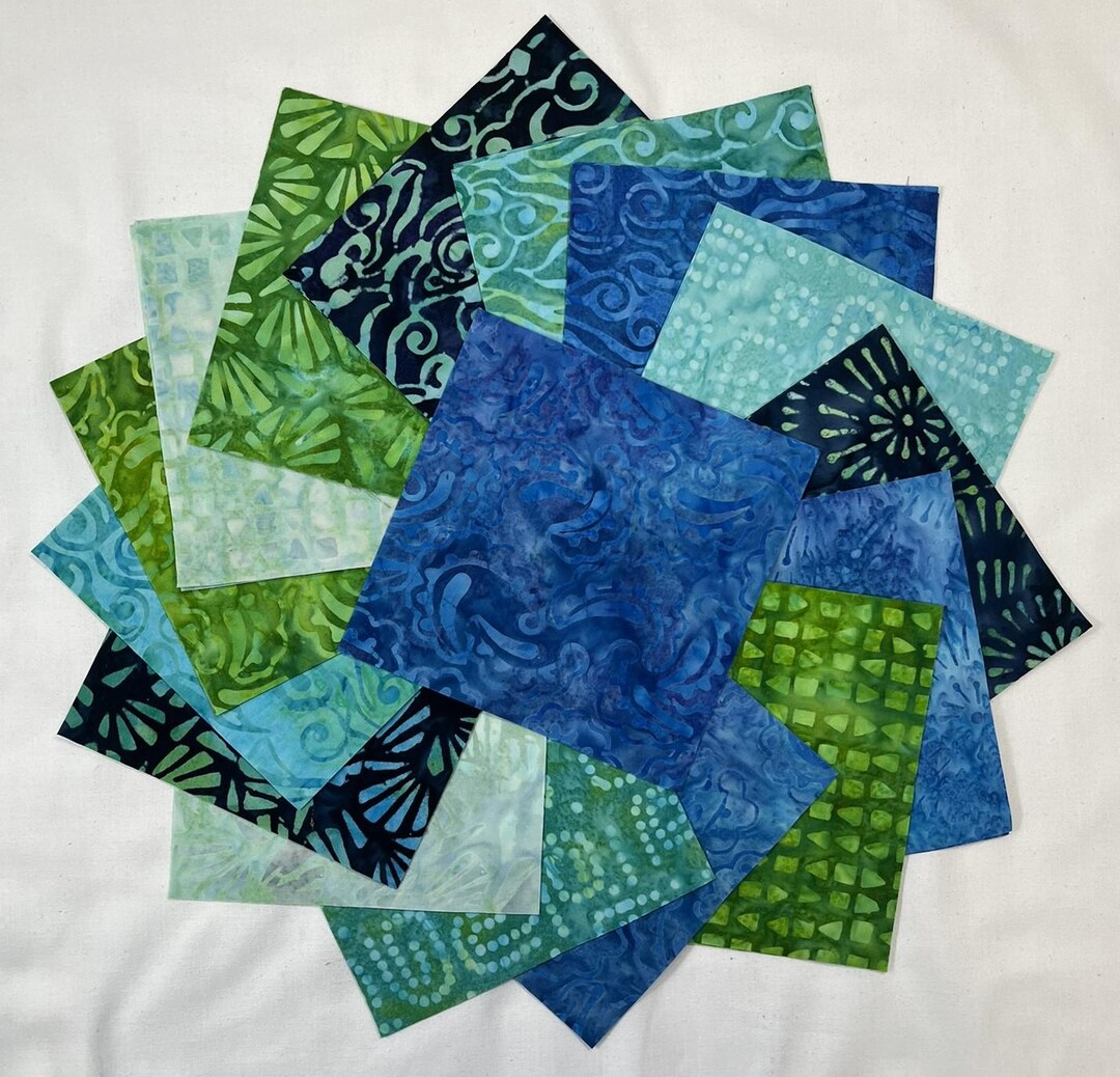 42 5" Squares ~ Sea Stars Batiks ~ Charm Pack, Blue, Green ~ Wilmington - Etsy