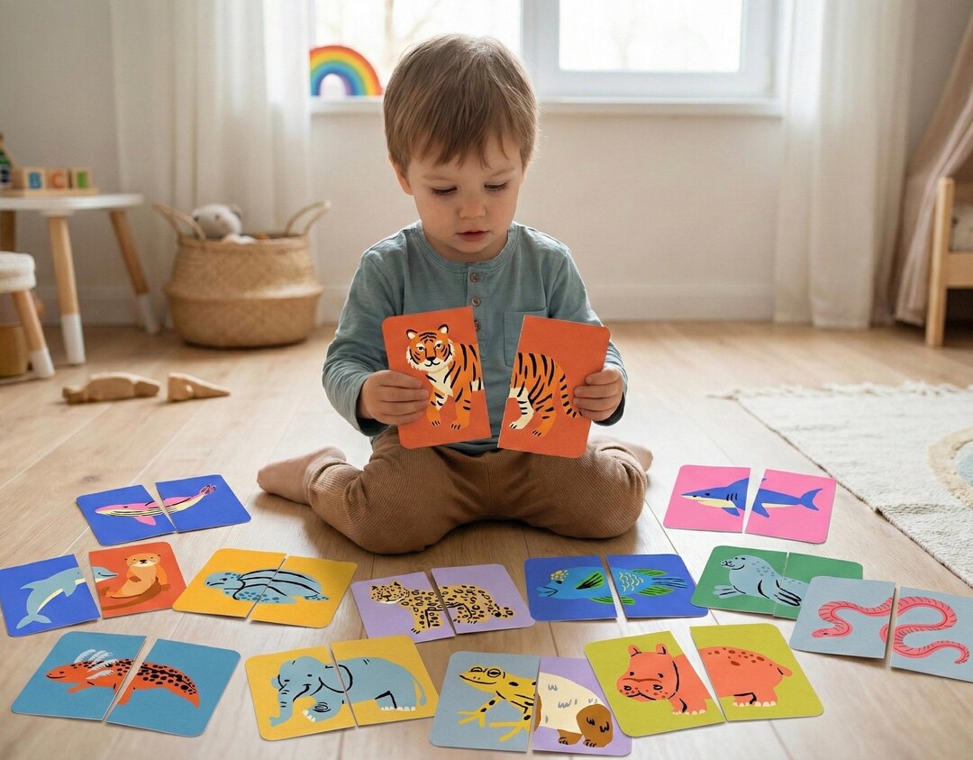 Animal Matching Flashcards for Kids | Mix and Match Puzzle Cards ...