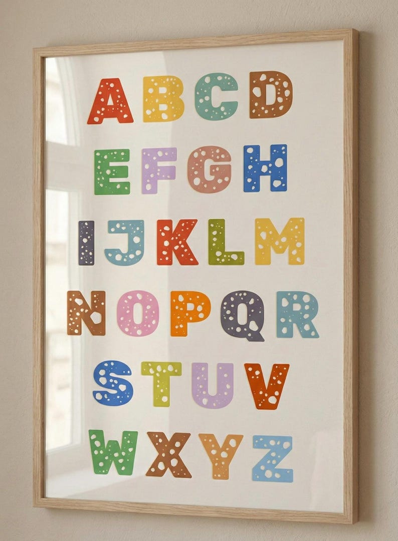 Colorful ABC Poster, Kids Alphabet Wall Art, Montessori Nursery Print ...