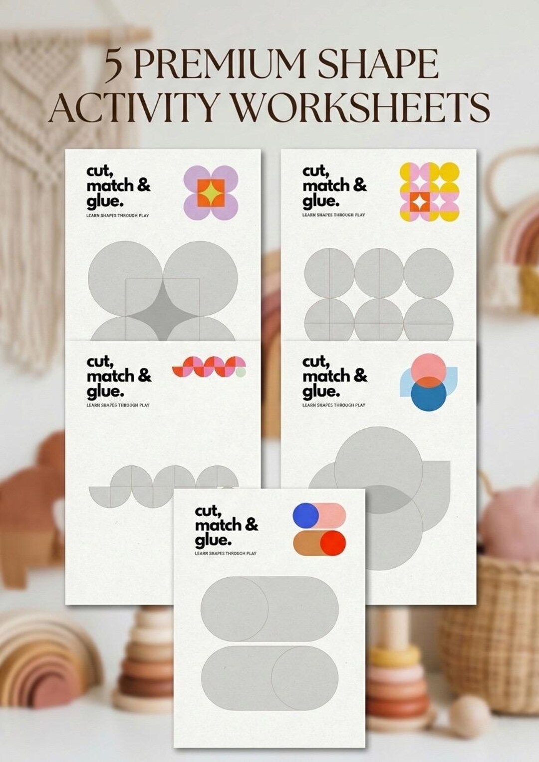 Montessori Shape Matching Activity – Bauhaus Geometric Cut Glue ...