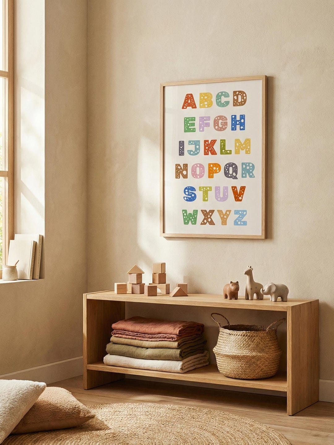 Colorful ABC Poster, Kids Alphabet Wall Art, Montessori Nursery Print ...