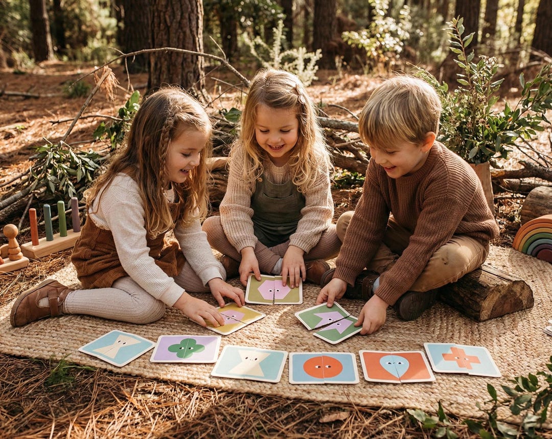 Shapes Matching Flashcards for Kids | Montessori Shape Puzzle Cards ...