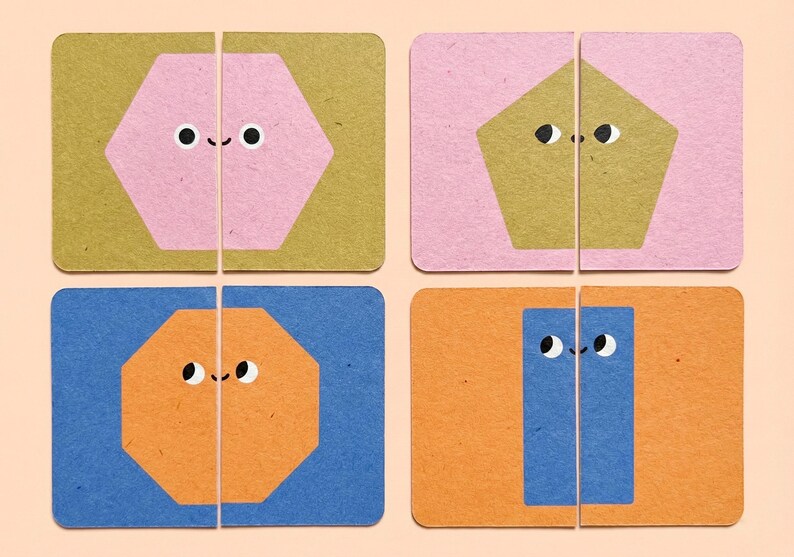 Shapes Matching Flashcards for Kids | Montessori Shape Puzzle Cards ...
