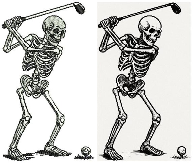 Skeleton Golf – Machine Embroidery File, Golf Design, Digital Download ...