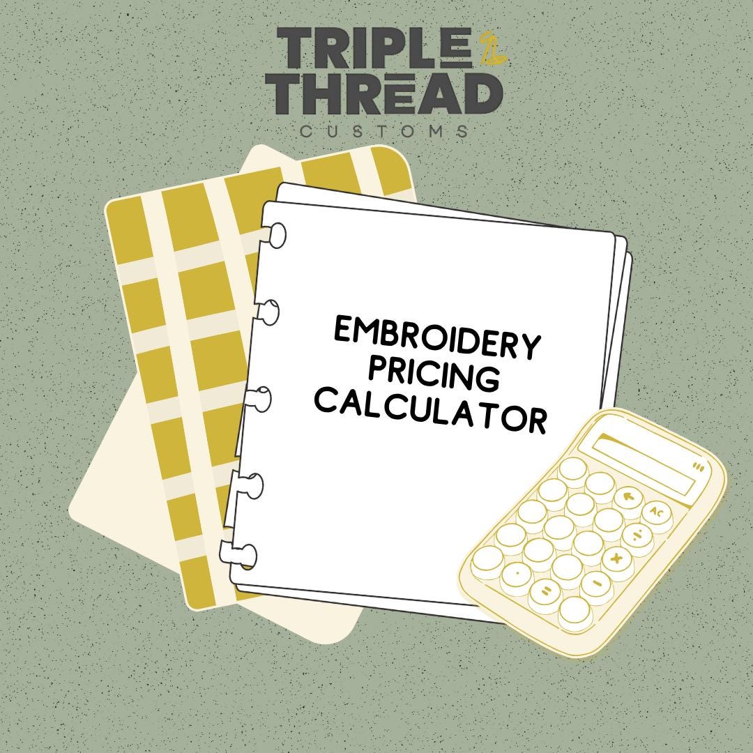 Embroidery Pricing Calculator: Small Business Excel Template (digital ...