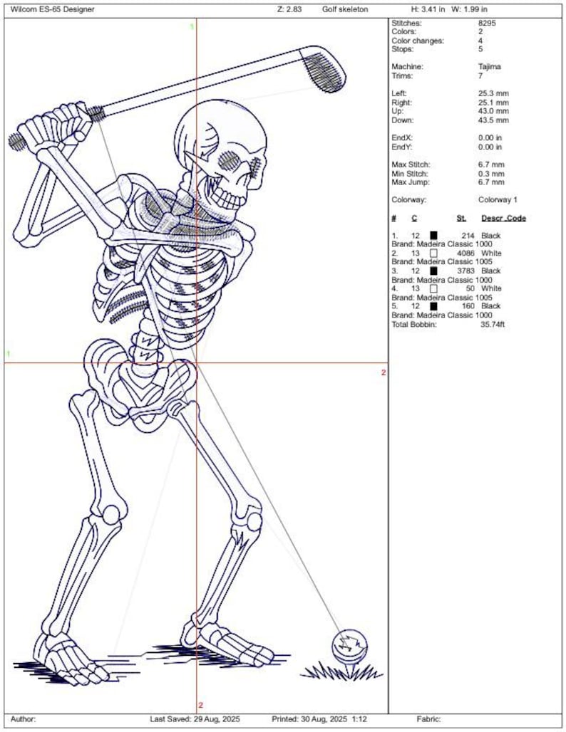 Skeleton Golf – Machine Embroidery File, Golf Design, Digital Download ...