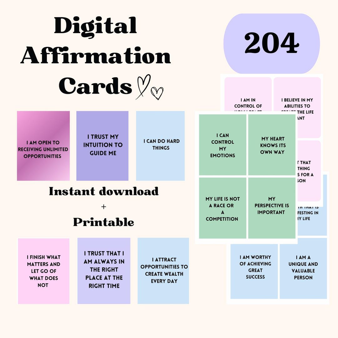 Positive Affirmation Cards, Printable Cards, Manifesting Kit, Daily ...