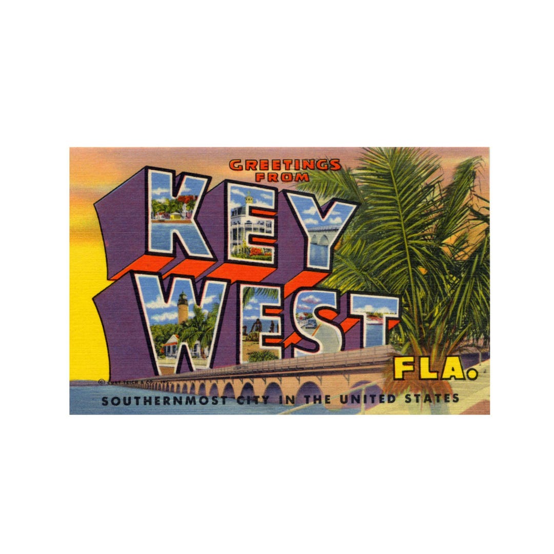 Greetings From Key West Florida, Key West Florida Vintage Postcard, Key ...