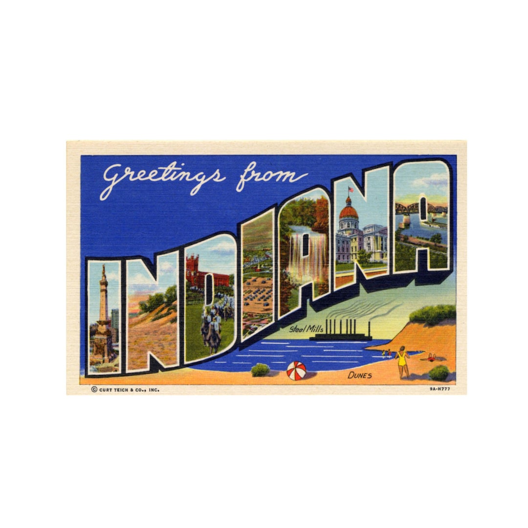 Greetings From Indiana, Indiana Vintage Postcard, Indiana Postcard ...