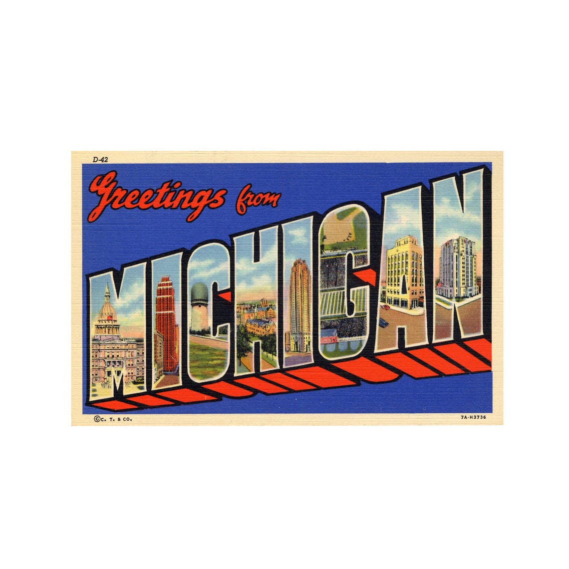 Greetings From Michigan, Michagan Vintage Postcard, Michigan Postcard ...