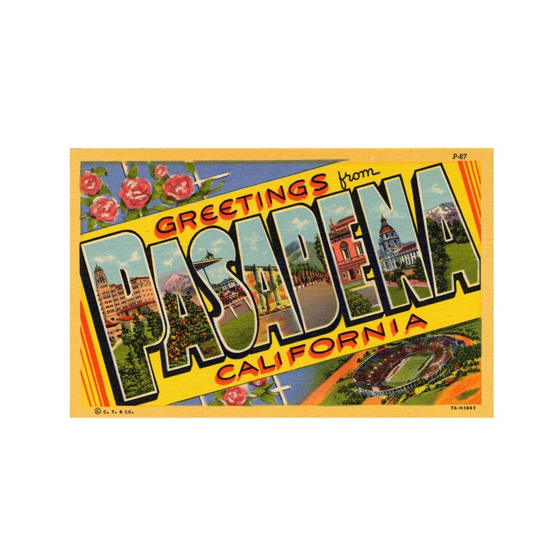 Pasadena Postcard Art - Etsy