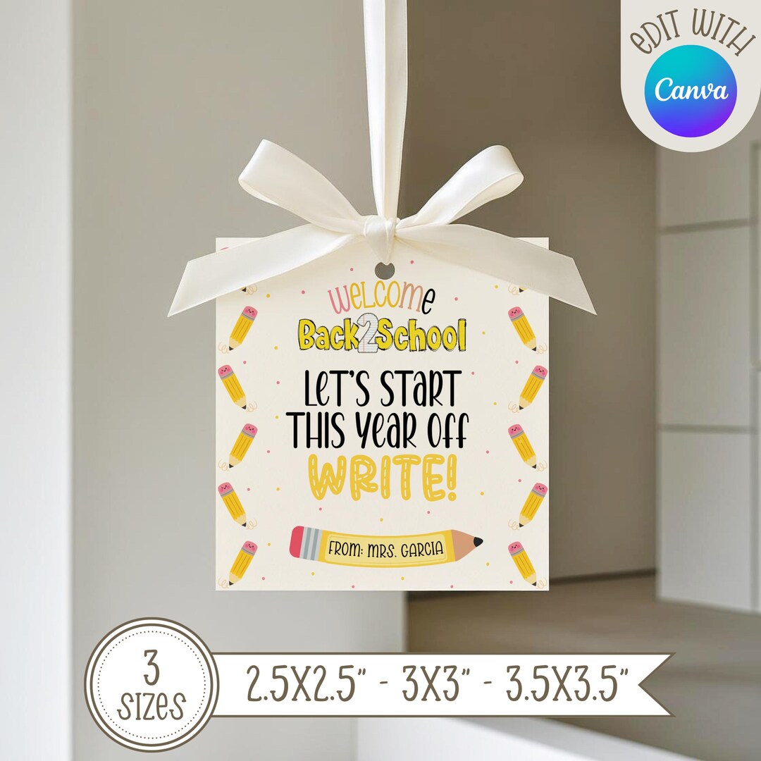 Editable Back to School Gift Tag, Back to School Gift Tag Template ...