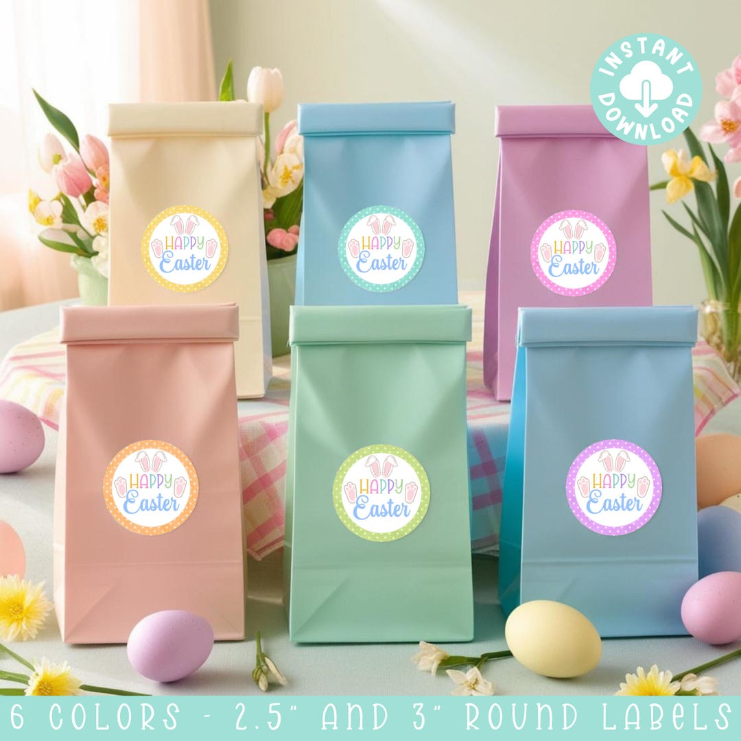 Printable Easter Sticker Label, Printable Easter Tag, Printable Easter ...