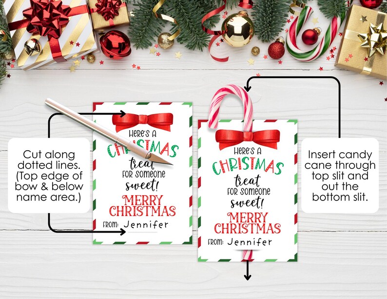 Printable Christmas Candy Cane Holder, Candy Holder, Printable Candy ...