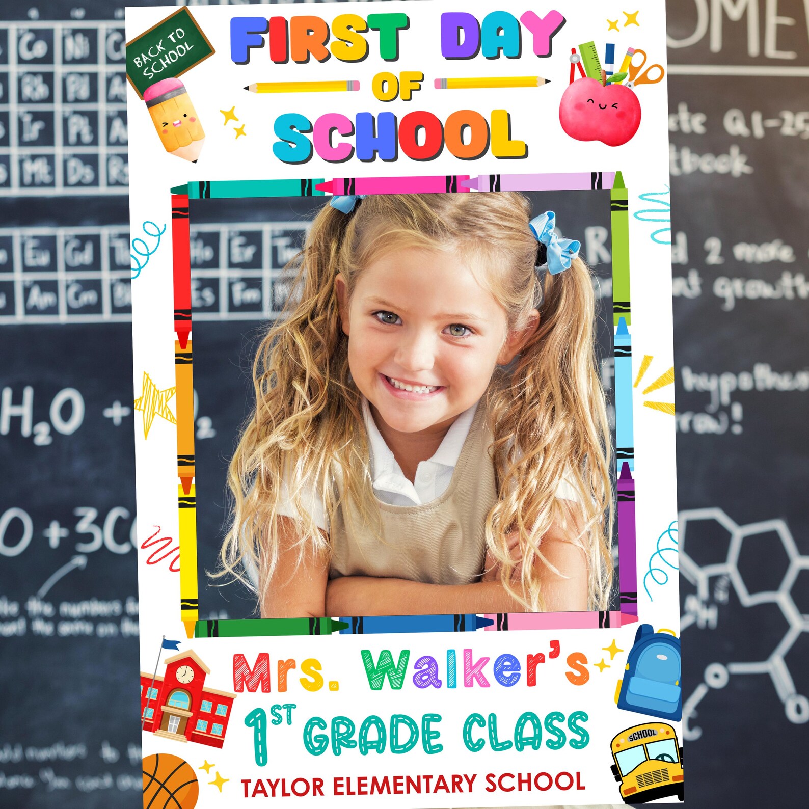 Editable Back to School Photo Prop, First Day of School Photo Frame ...