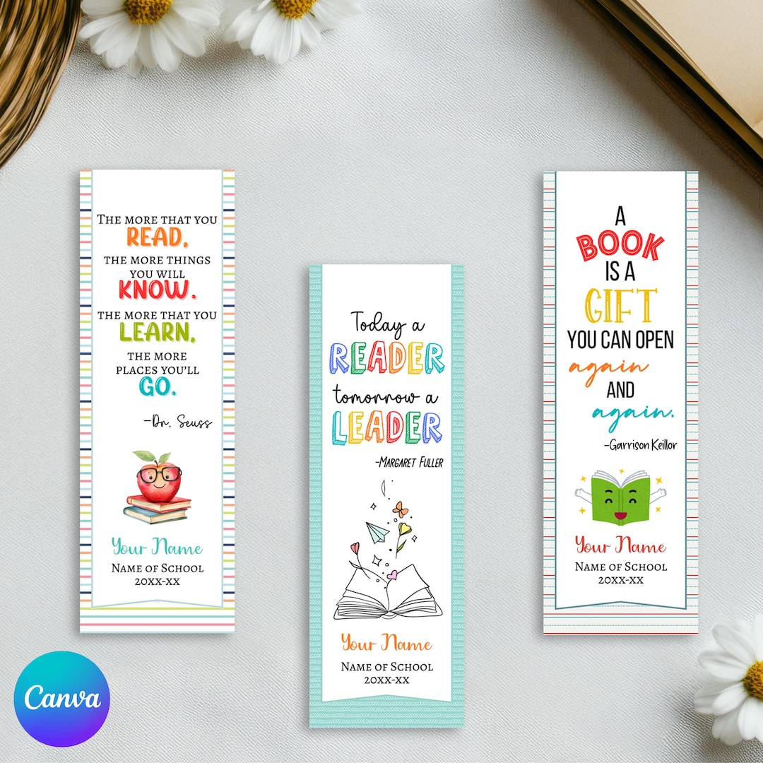 Back to School Printable Bookmarks, Editable Back to School Bookmark ...