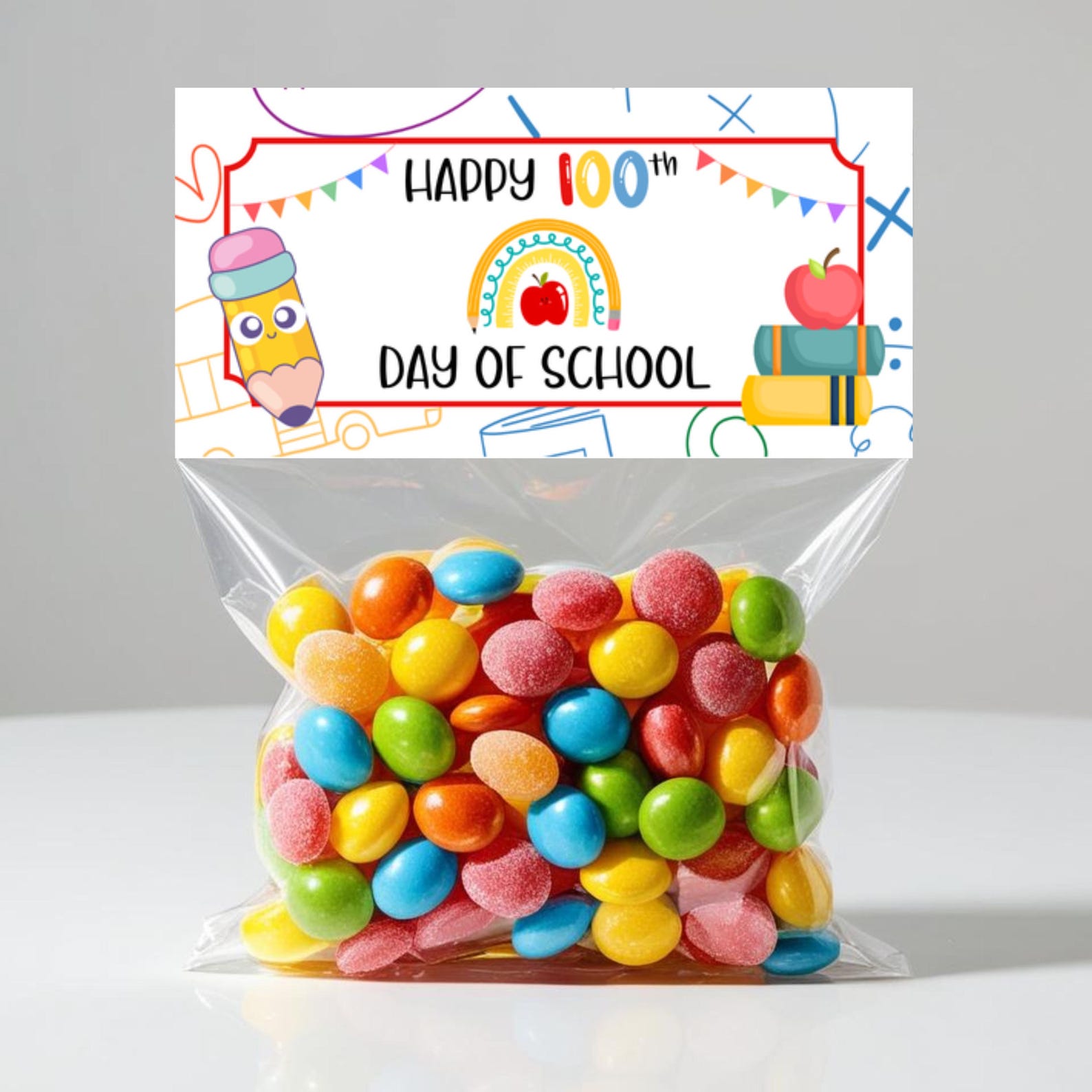 100 Days of School Treat Topper, Happy 100th Day of School Treat Topper ...