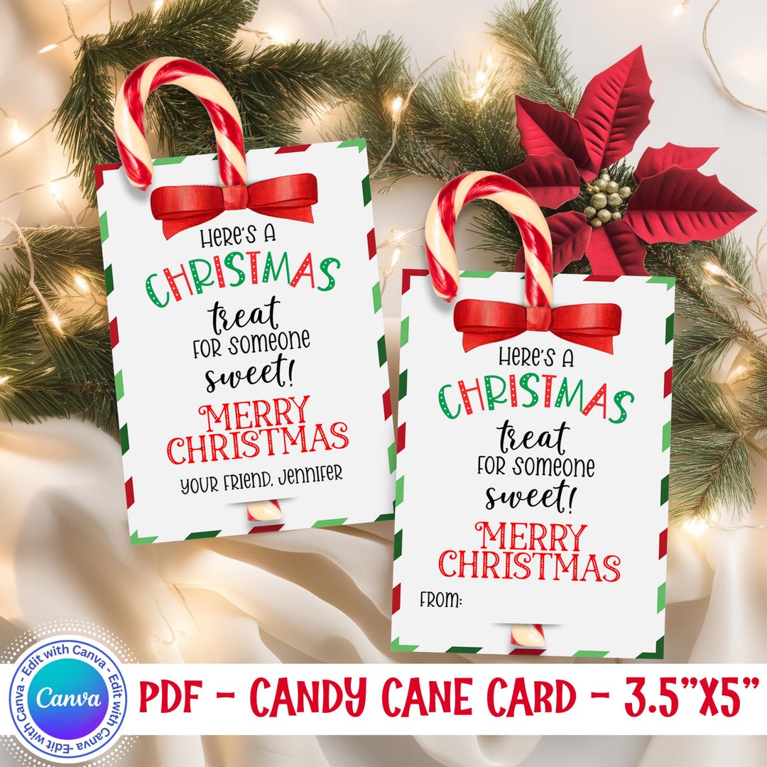 Printable Christmas Candy Cane Holder, Candy Holder, Printable Candy ...