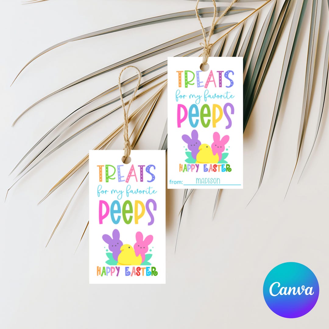 Printable Easter Peeps Gift Tag, Easter Peeps Gift Tag, Printable Tag ...