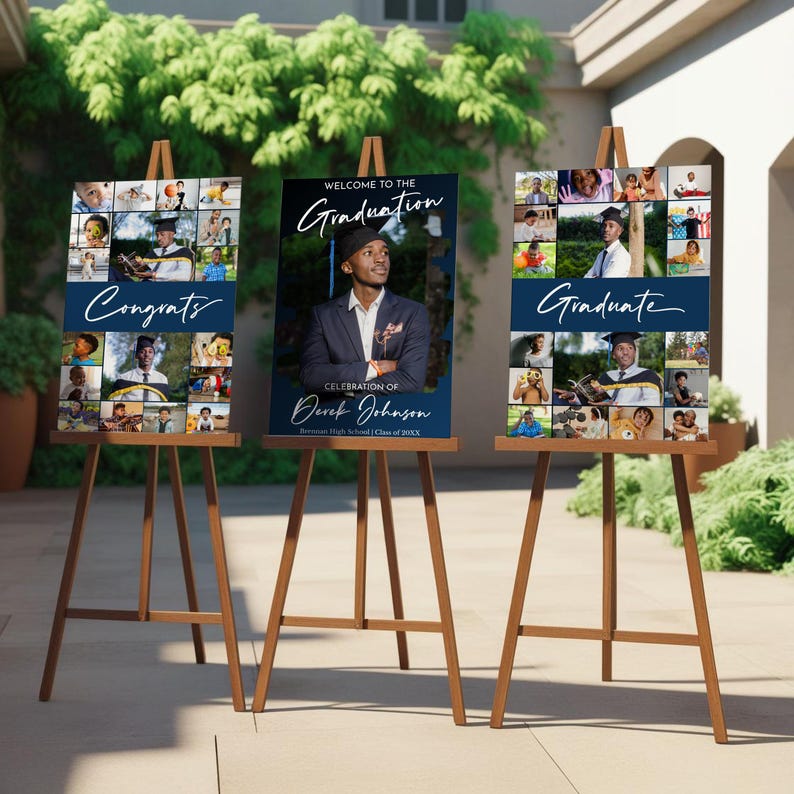 Editable Graduation Photo Collage Template, Editable Grad Photo Collage ...