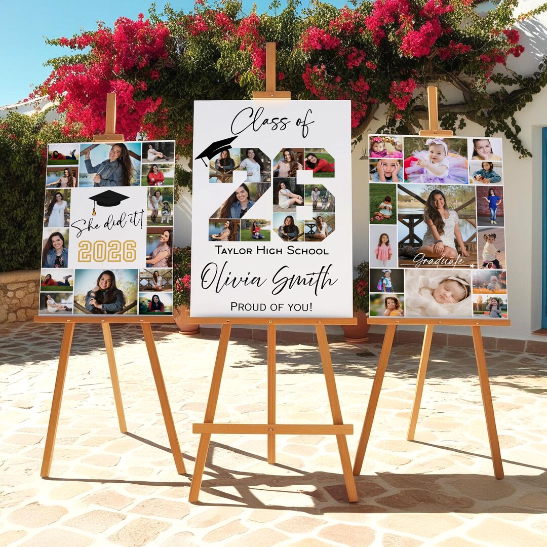 Editable Graduation Photo Collage | 2026 Graduate Collage Signs ...