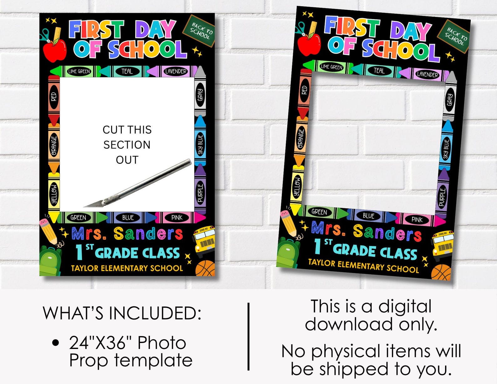 Editable Back to School Photo Prop, First Day of School Photo Frame ...