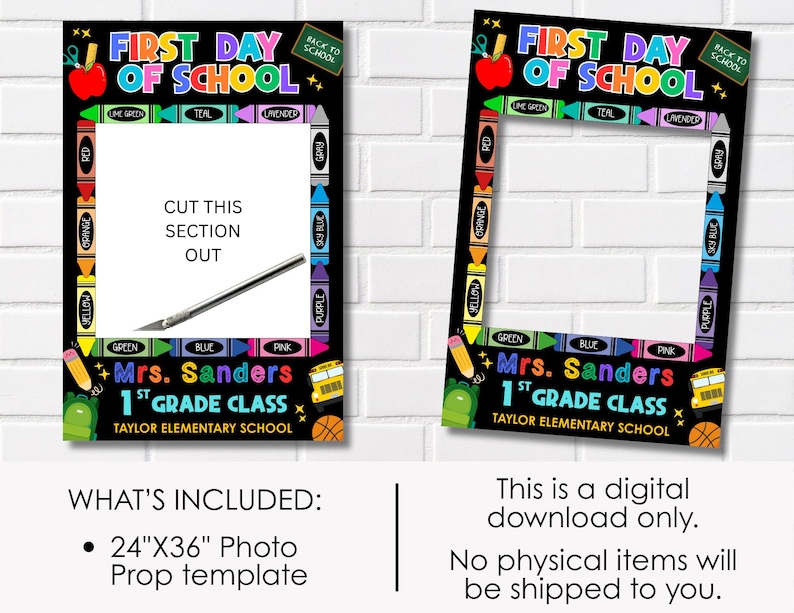 Editable Back to School Photo Prop, First Day of School Photo Frame ...