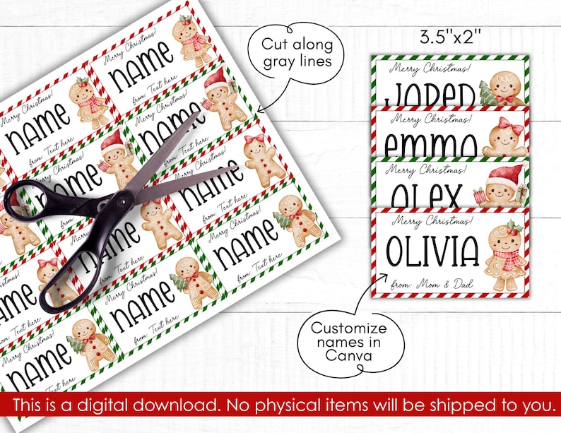 Editable Gingerbread Gift Tag Set, Christmas Gift Tag Bundle, Printable ...
