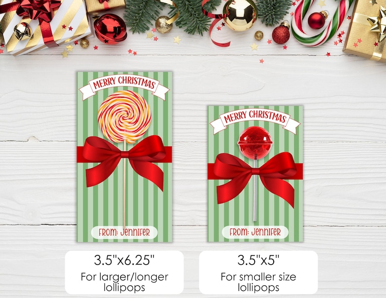 Editable Christmas Lollipop Holders, Lollipop Cards, Canva Template ...